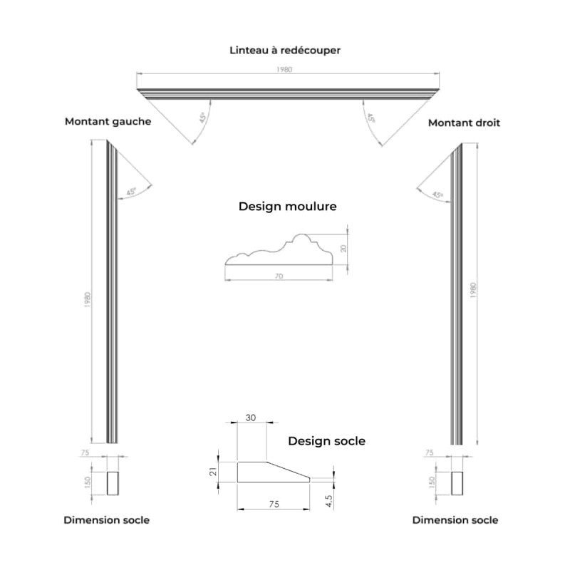 Chambranle encadrement de porte avec moulure | Nordlinger